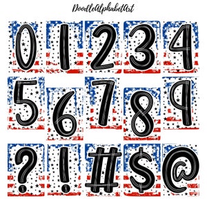 Patriotic Stars Background With Black & White Scribble Alphabet ...