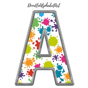 Splatters Alphabets, Faux Embroidery Stitch Alphabet PNG, Paint Splats ...