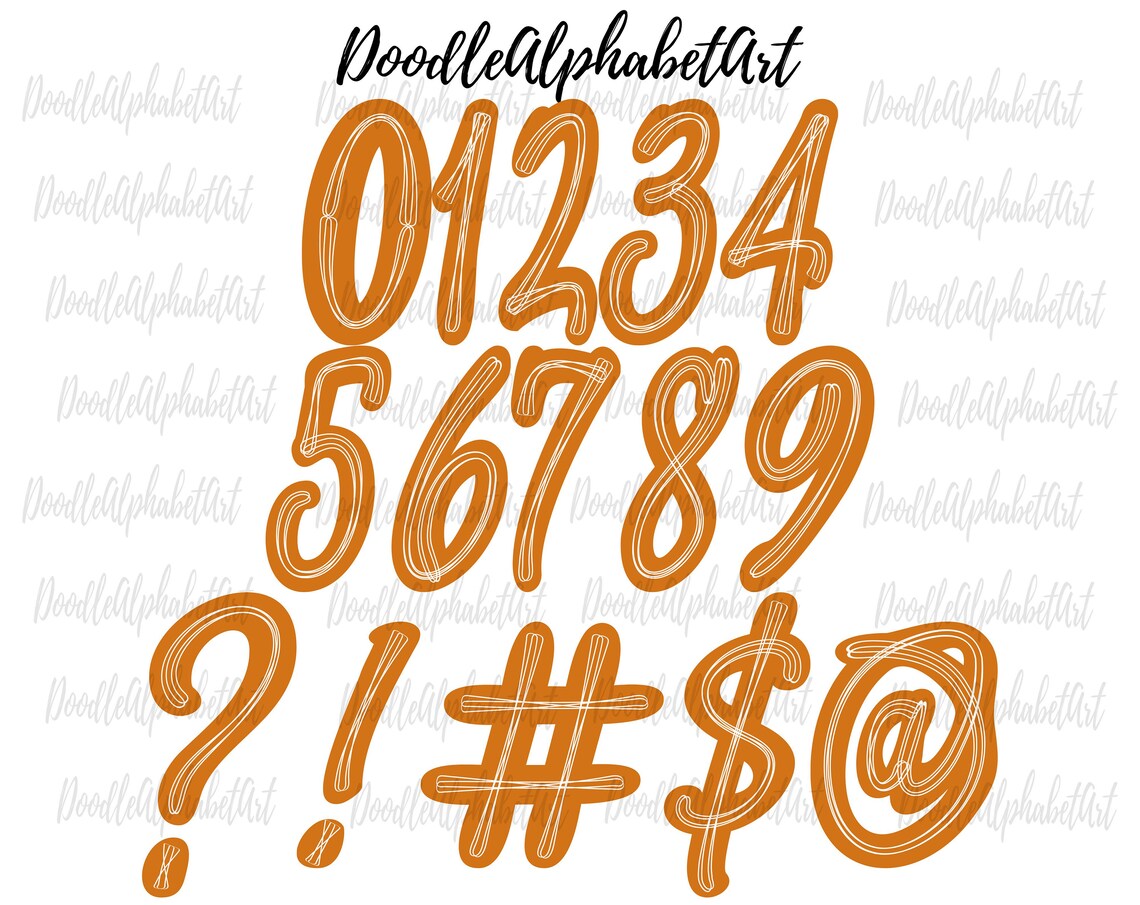 Boho Doodle Alphabet PNG: Handwriting Scribble Letters (digital ...