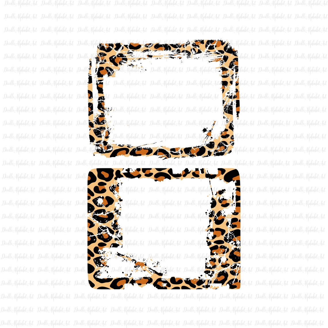 Distressed Grunge Leopard Background Frame PNG Element Design Bundle ...