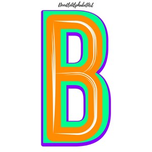 Scribble & Marquee Funky Colorful Alphabet PNG Bundle, Bright Color ...