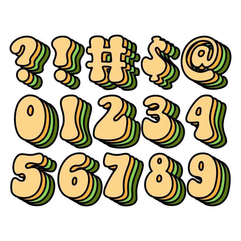 Doodle Retro Alpha PNG. Groovy Alphabet Letters Clipart A - Etsy