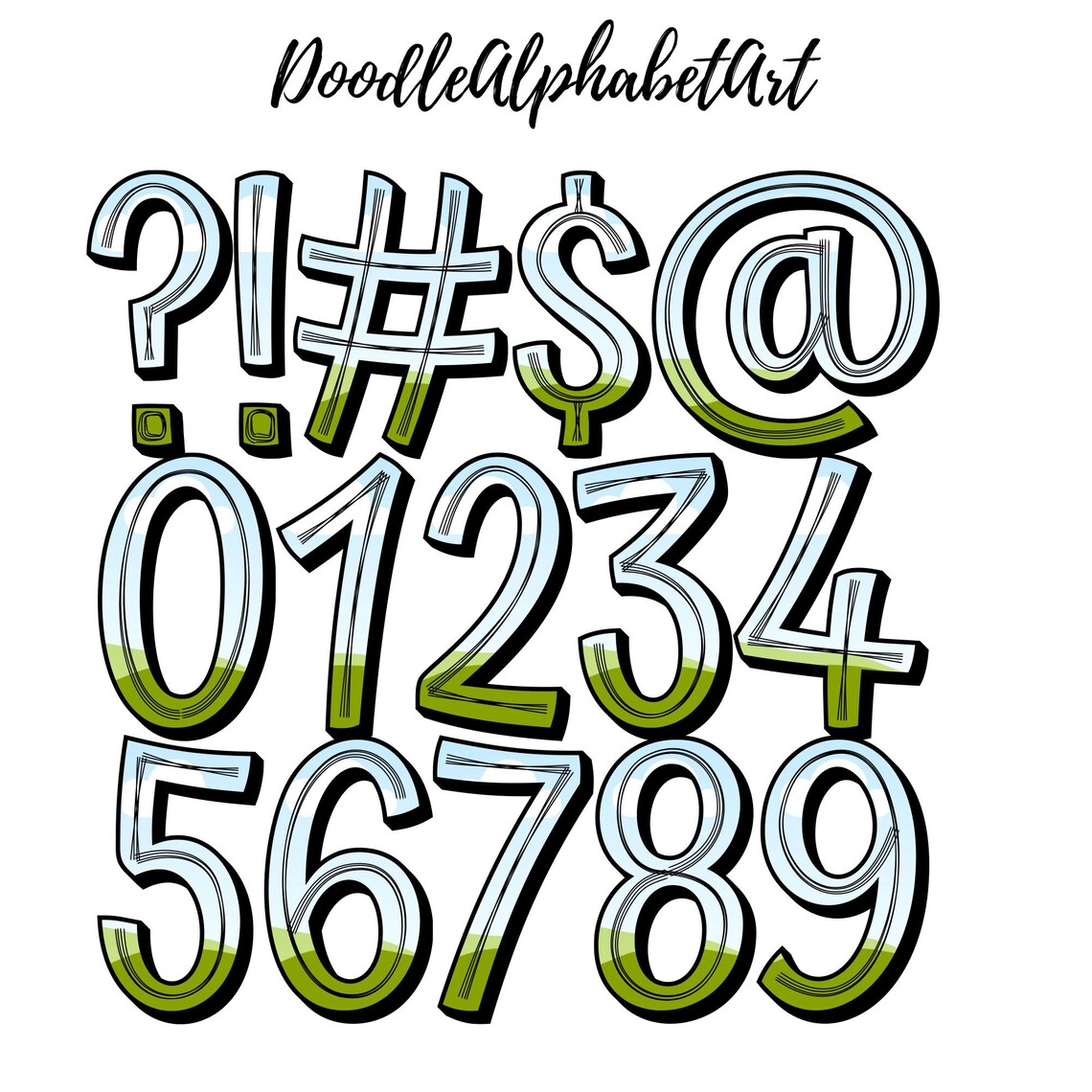 Scribble Doodle Alphabet Canva Frame: Block Shadow Font (digital ...