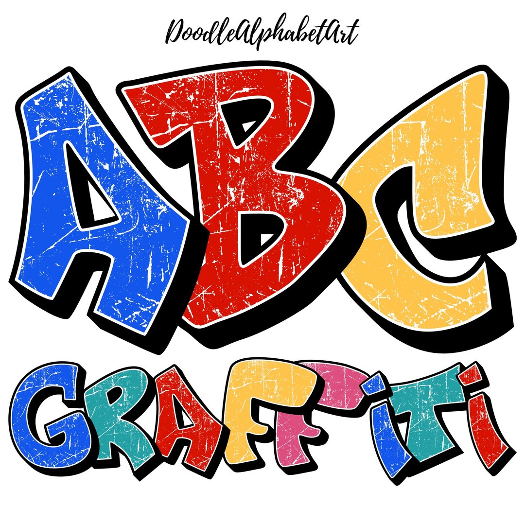 Grunge Distressed Graffiti Alphabet PNG Bundle, White Grunge, Graffiti ...