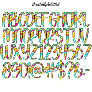 Colorful Doodle Alphabet Clip Art PNG: Scribble Alpha Pack Digital ...