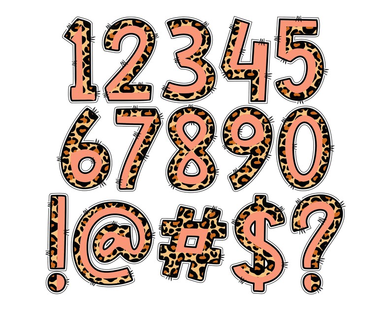 Half Leopard Boho Doodle Alphabet Letters PNG Bundle Boho - Etsy