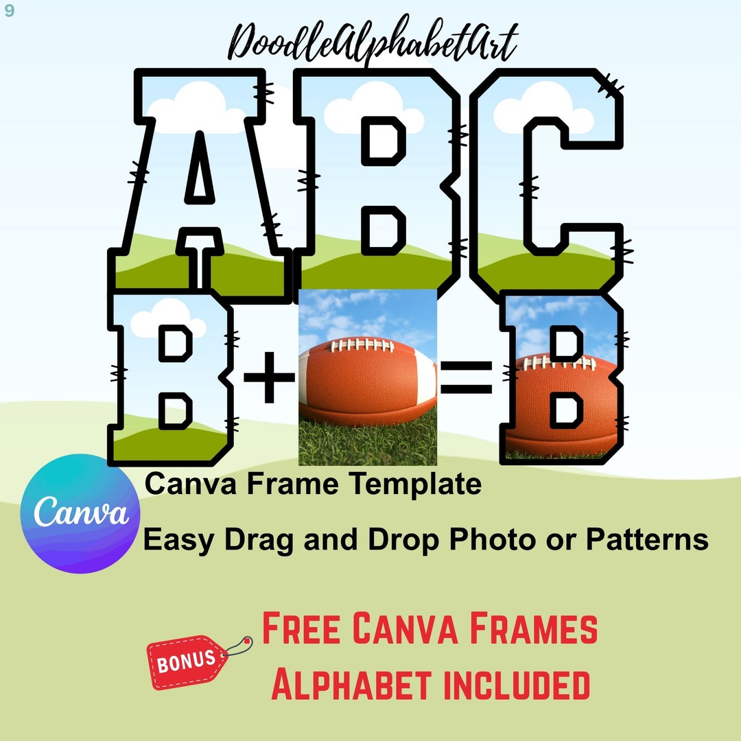 Doodle Letters Varsity Canva Frame Template Fill Your Own Letters on ...