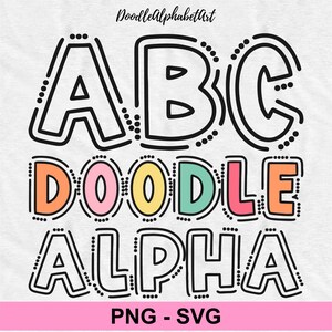 Doodle Alphabet PNG SVG Bundle: Lines and Dots Customizable Letters ...
