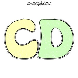 Scribble Doodle Alphabet Letters PNG Files, Grunge Groovy Retro Style ...