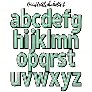 Block Shadow Letters PNG in 8 Pastels Color, White Center Line Scribble ...