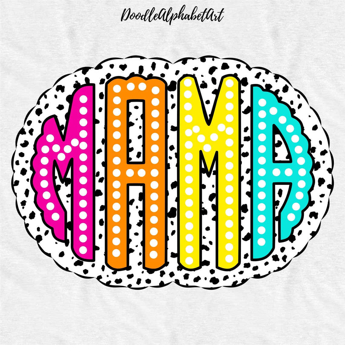 Dalmatian Dots Monogram Alphabet PNG Bundle: Bright Color Alpha Sets ...