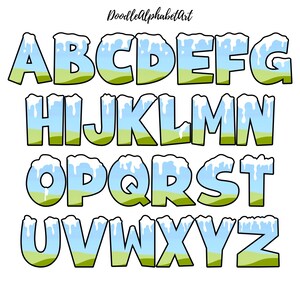 Winter Snow Letters Canva Frames: Editable Alphabet Template (digital ...