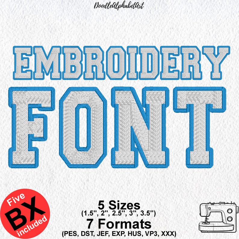Varsity 2-color Satin Column Embroidery Font, 5 Sizes 7 Formats + 5 ...