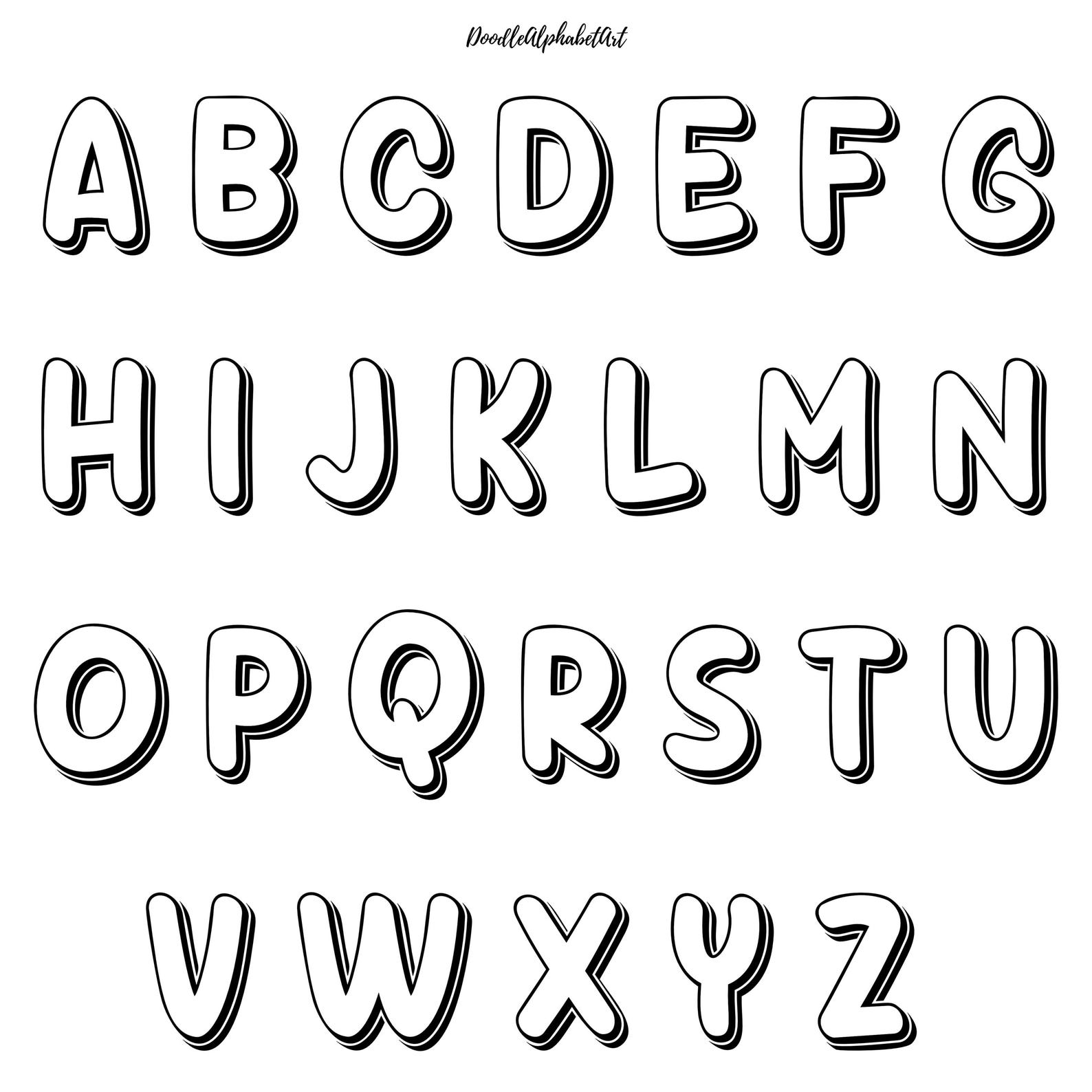 Doodle Alphabet SVG: Layered Block Shadow Letters (digital Download) - Etsy