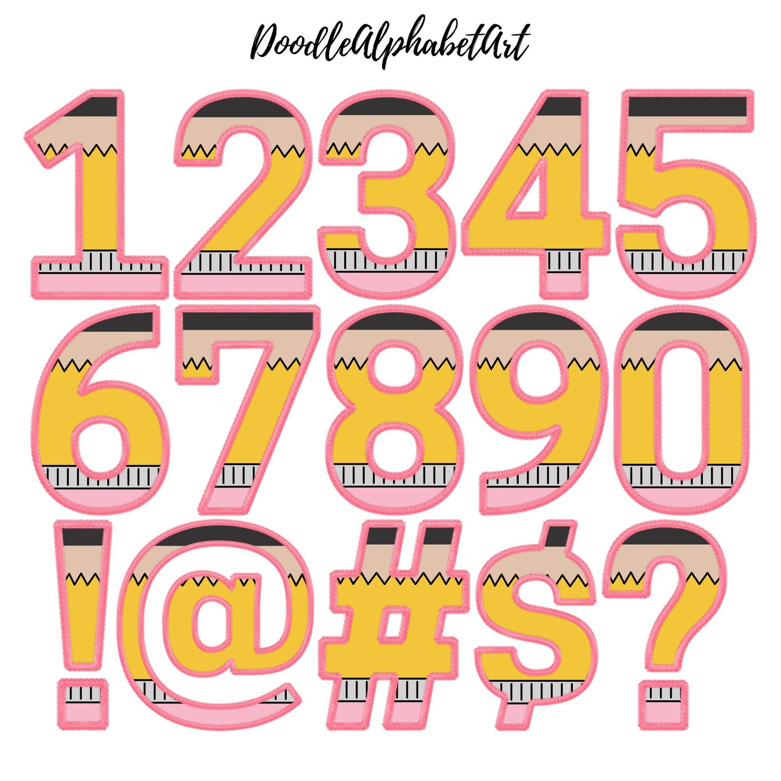 Pencil Alphabet PNG, Faux Embroidery Letters With Brink Pink Stitch ...