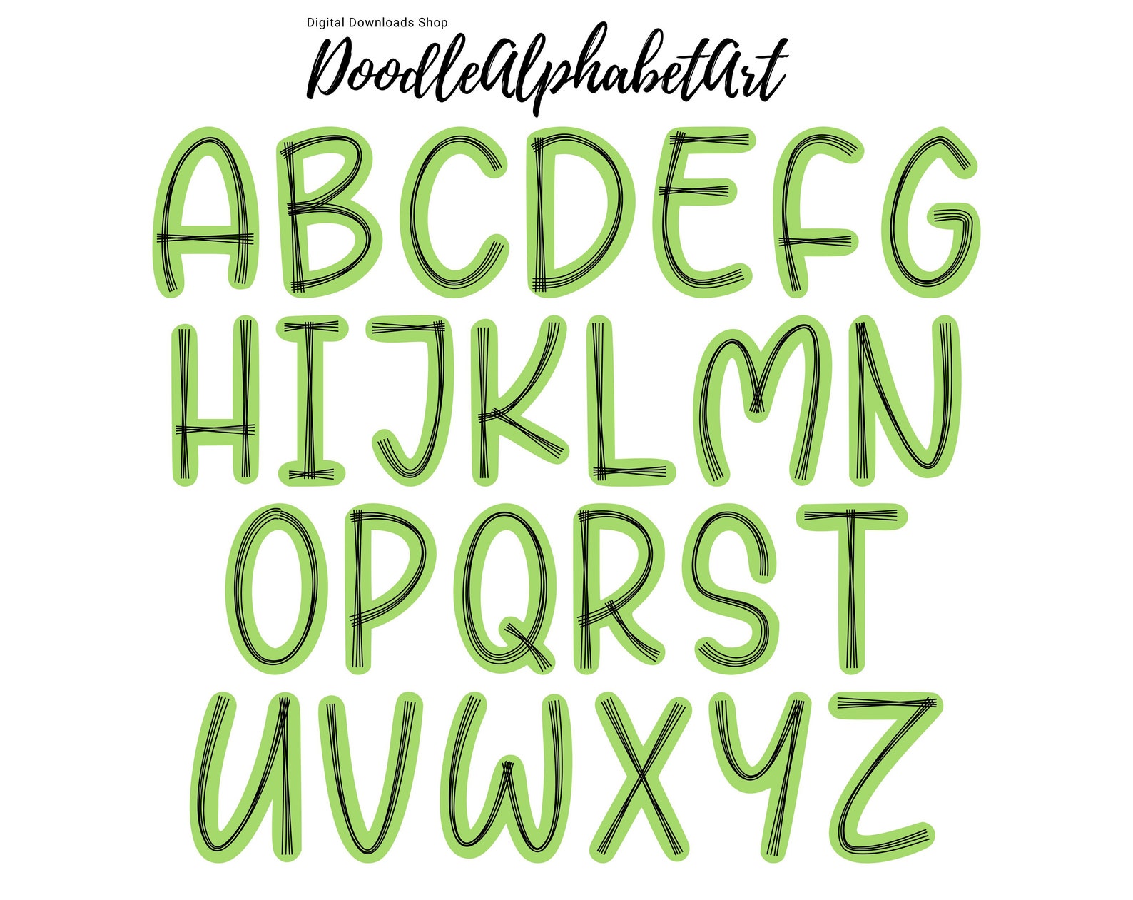 Scribble Letters PNG in 5 Color Palettes for Spring Doodle - Etsy