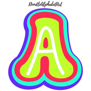 Funky Colorful Retro Groovy Alphabet PNG Bundle, Bright Color, 5 Alpha ...