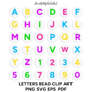Bead Clipart 5 Alphapacks, Neon Color Pallette, Bead Font Vibrant Pop ...