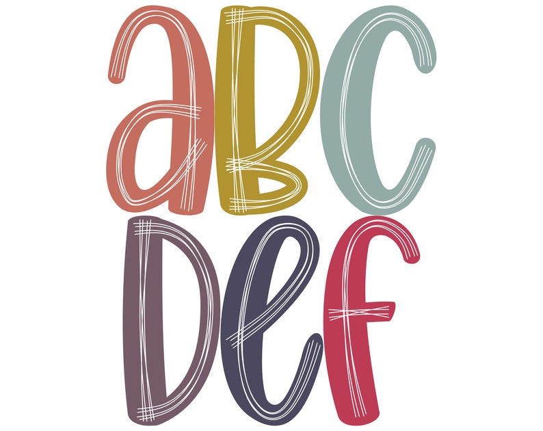 Scribble Letters PNG in 6 Colors Orange Salmon Alpine - Etsy