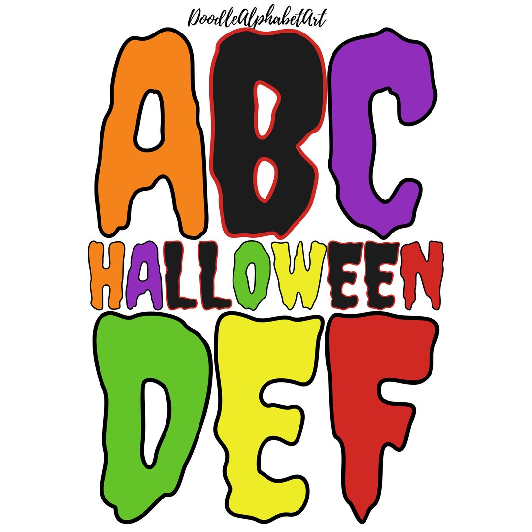 Spooky Halloween Letters Doodle PNG Feat. Halloween Color Palette ...