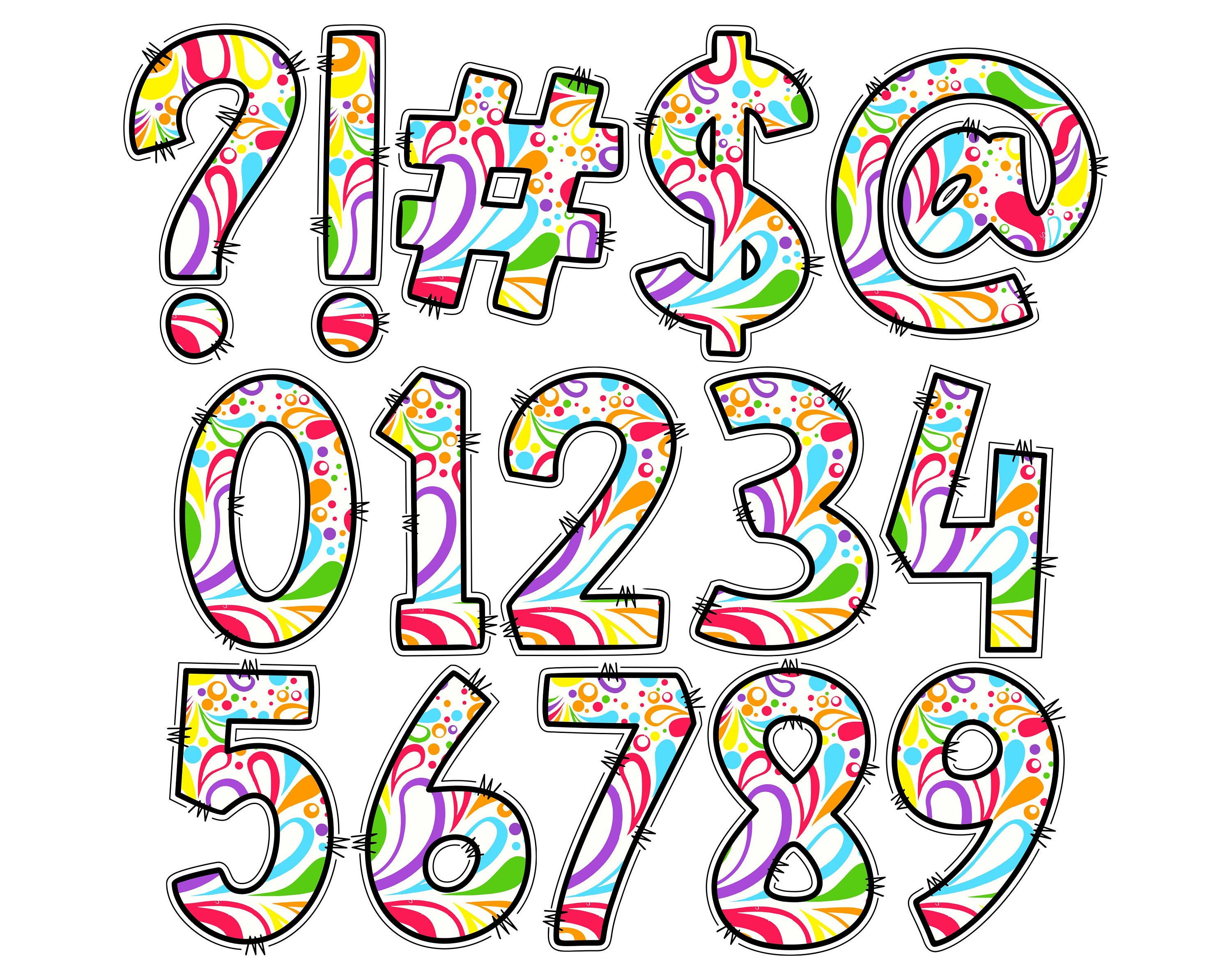 Colorful Seamless Floral Digital Doodle Alphabet Letters PNG - Etsy