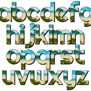 Summer Alphabet PNG, Beach Sea Letter Clipart PNG, a Hand Drawn Doodle ...