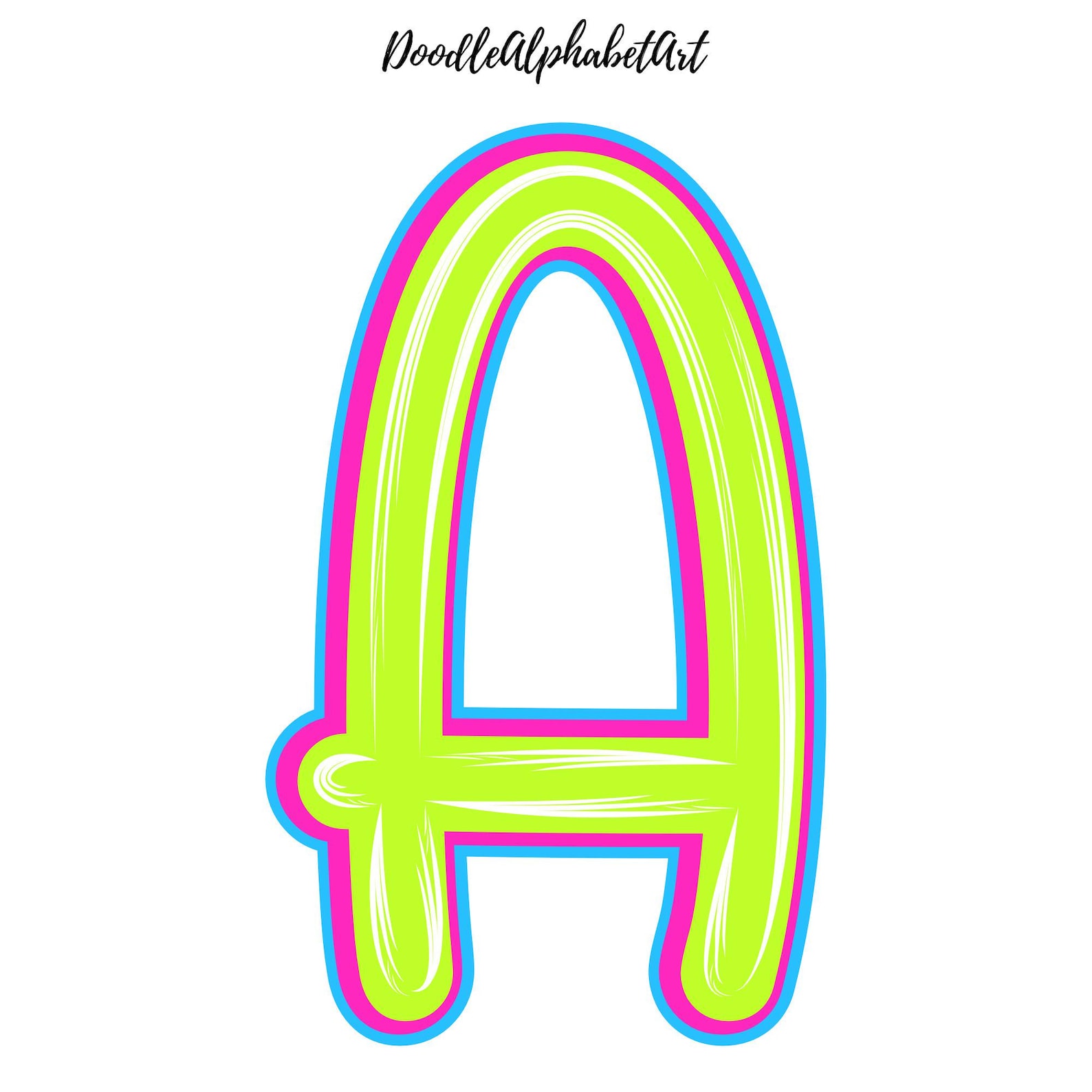 Funky Lettering Doodles PNG Bundle: Bright Color Alpha Pack (digital ...