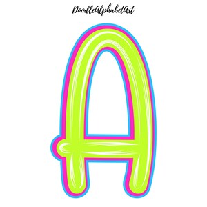 Funky Lettering Doodles PNG Bundle: Bright Color Alpha Pack (digital ...
