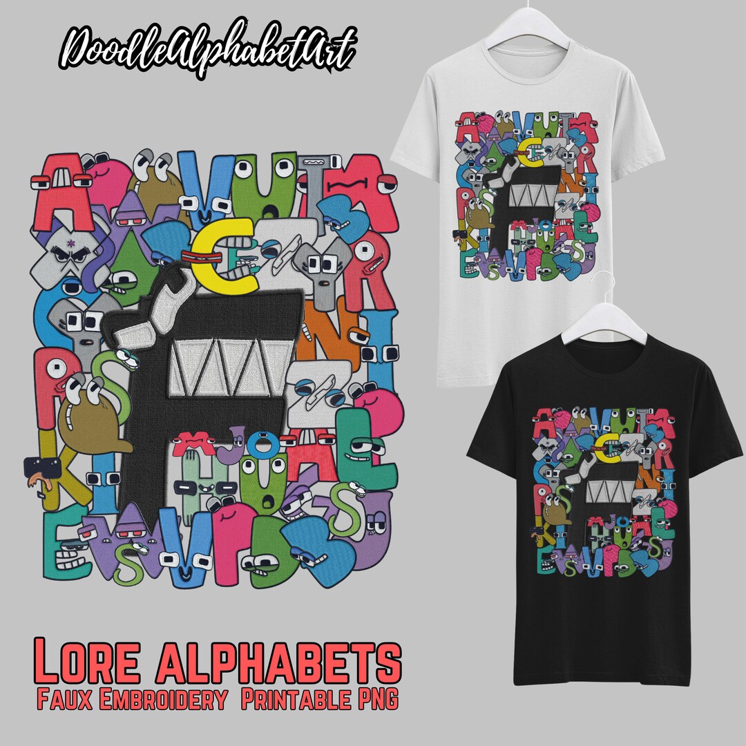 Lore Alphabets Together Printable PNG With Faux Embroidery Stitch Lines ...