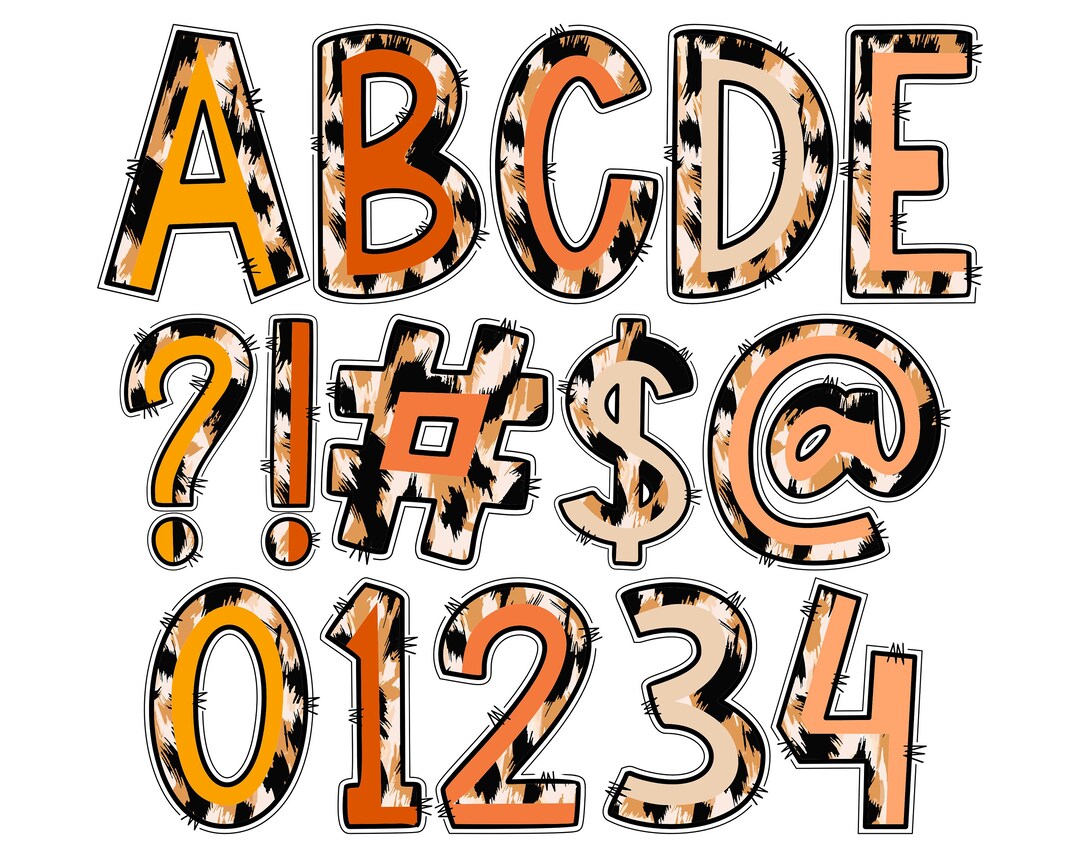 Half Leopard Abstract Animal Print Alphabet Numbers PNG, Boho Rose ...