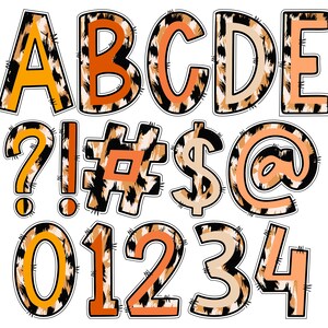 Half Leopard Abstract Animal Print Alphabet Numbers PNG, Boho Rose ...