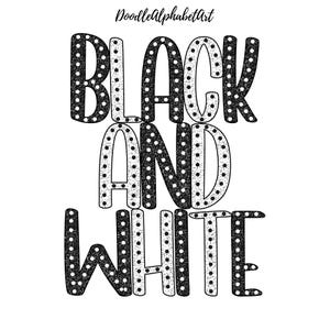 Black and White Doodle Alphabet Letters PNG, 2 Alpha Sets Digital ...
