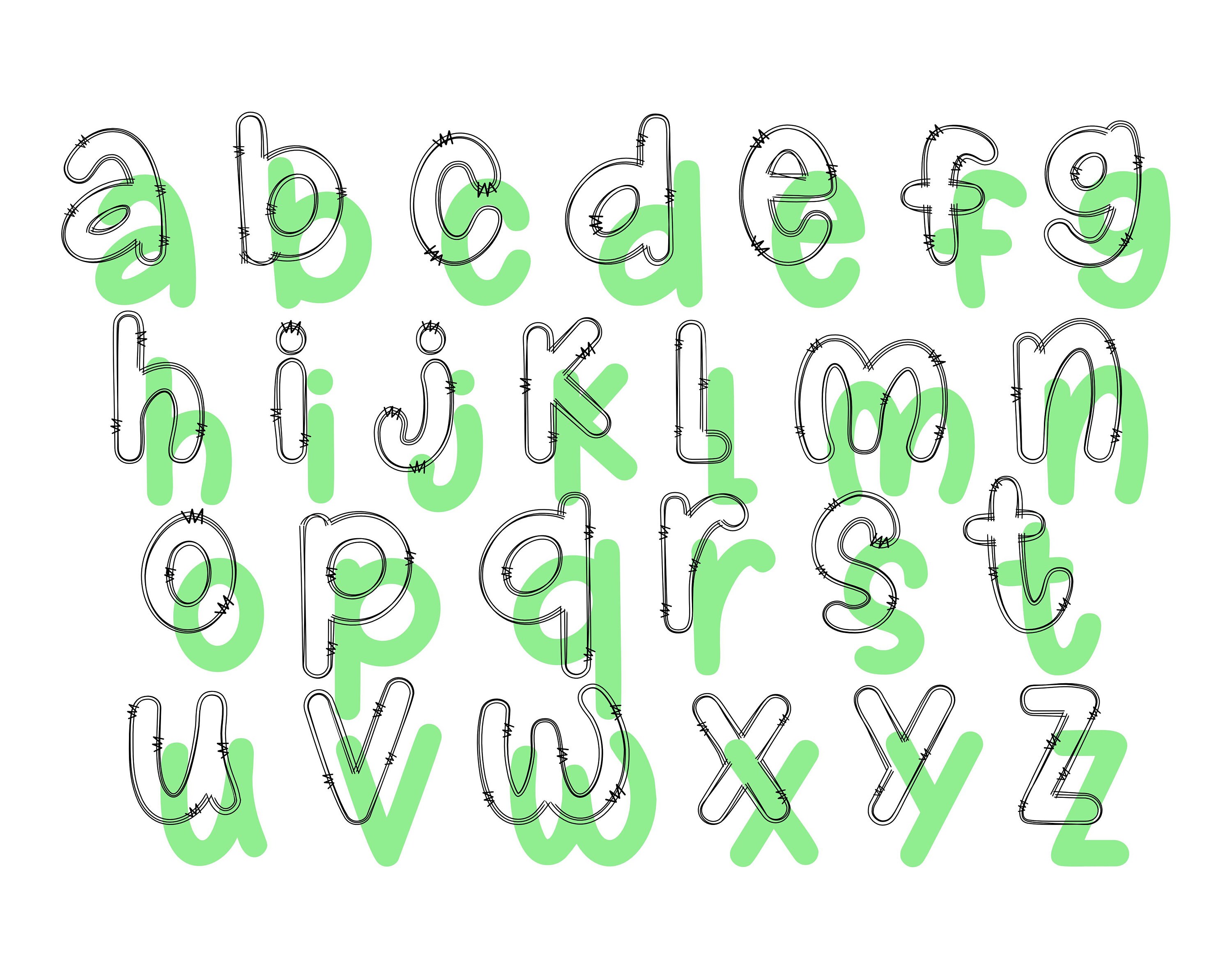 Doodle Letters Alphabet With Transparent Inside SVG PNG Eps Pdf ...