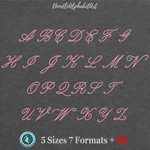 Pinyon Script Embroidery Font, Satin Stitch, 5 Sizes 7 Formats + BX ...