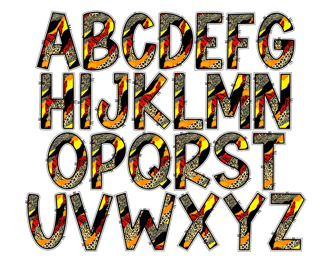 Colored Wild Animal Skins Digital Alphabet Letters PNG Hand - Etsy