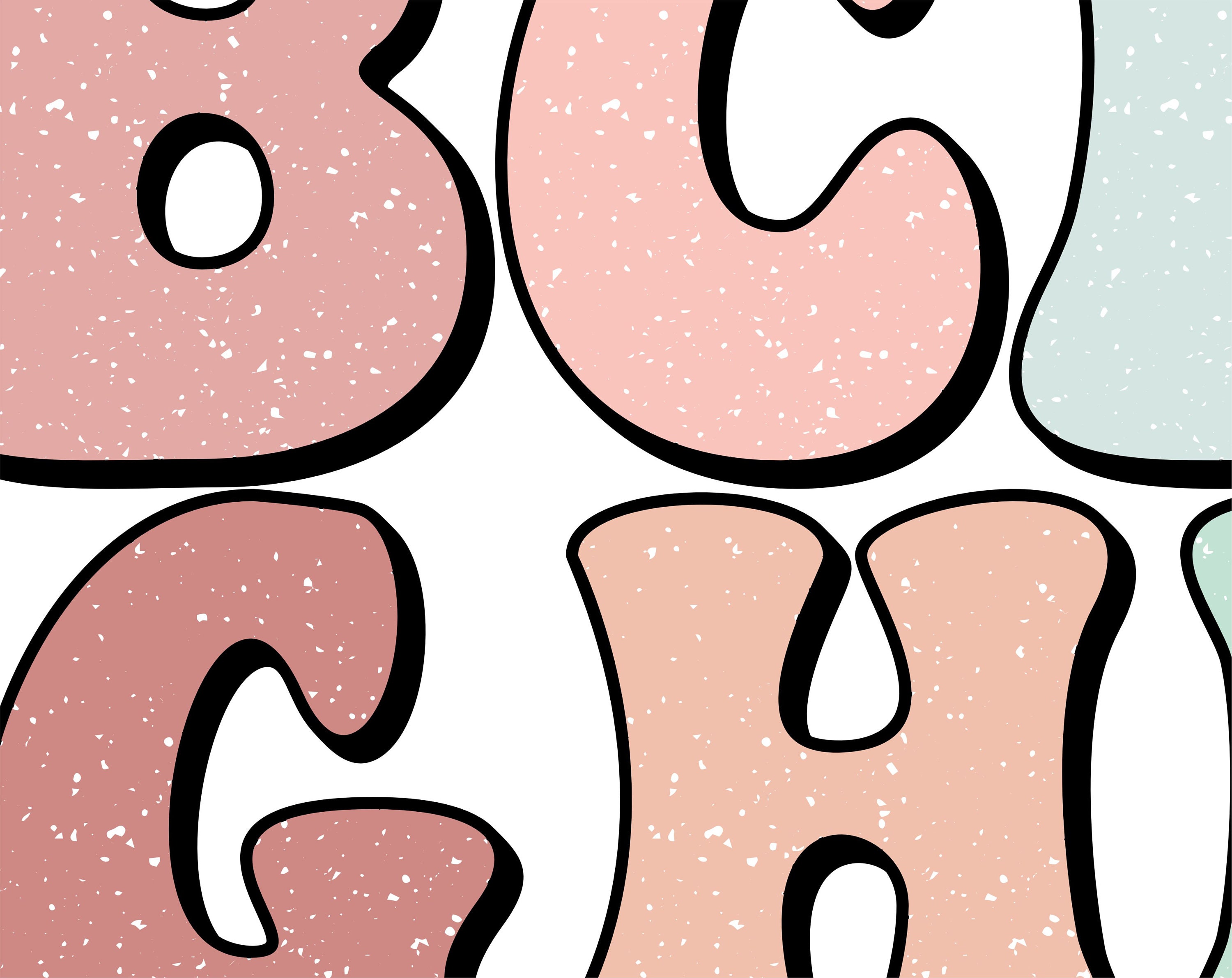 Grunge Retro Alphabet PNG: Distressed Font, Boho Colors (digital ...