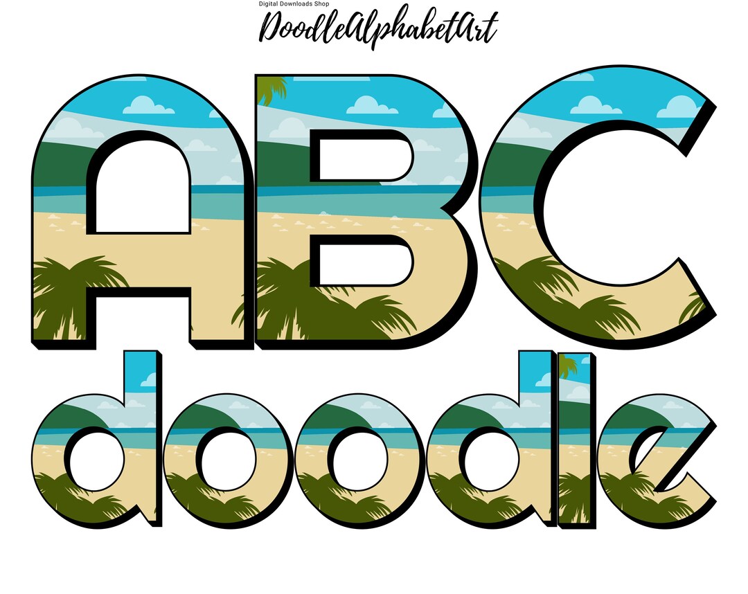 Summer Alphabet PNG, Beach Sea Letter Clipart PNG, a Hand Drawn Doodle ...