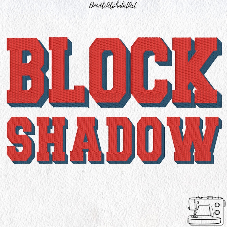 Varsity Block Shadow Embroidery Font: Sizes Over 2 Inches, 7 Formats ...