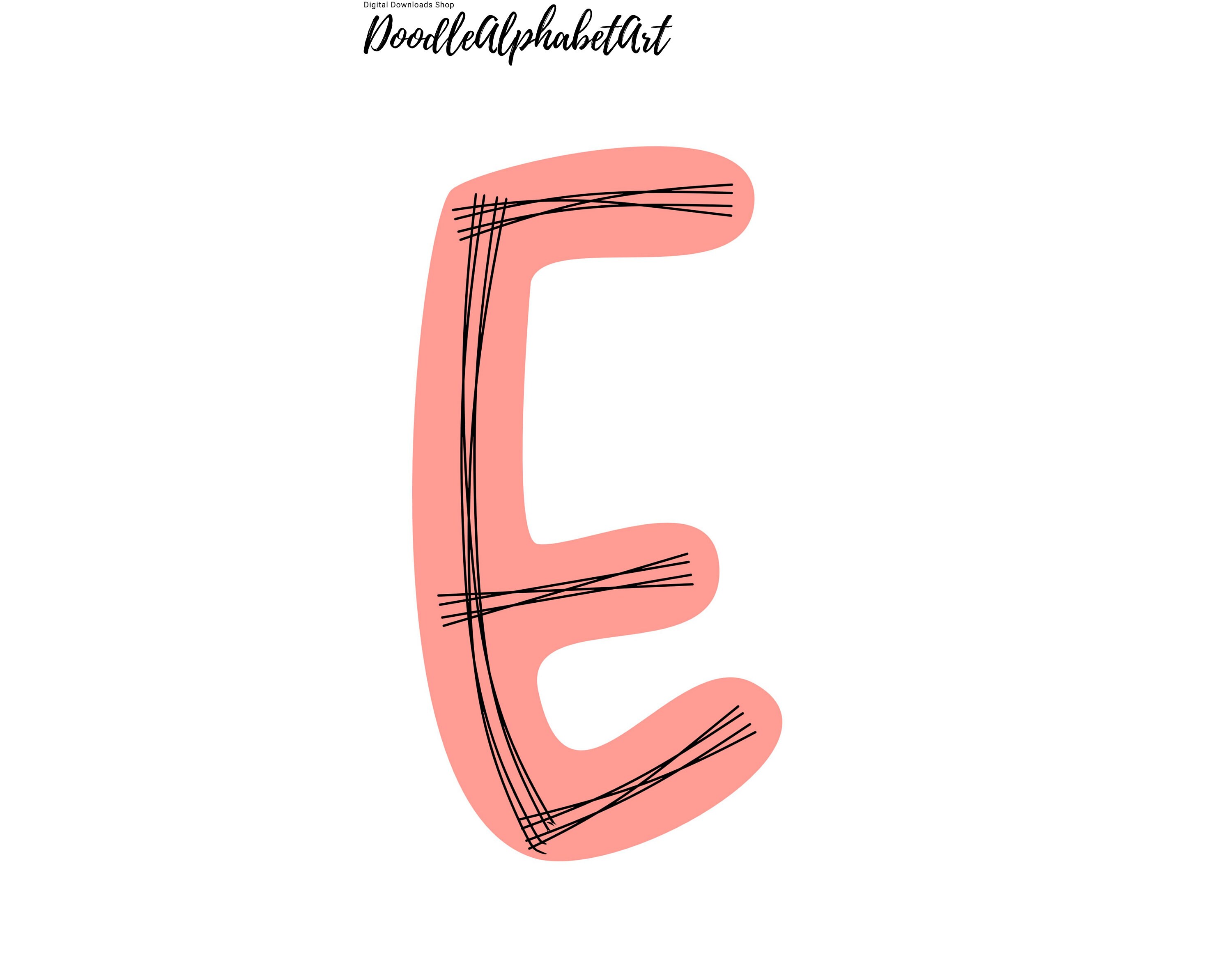 Scribble Easter Doodle Alphabet Letters PNG in 5 Colors - Etsy