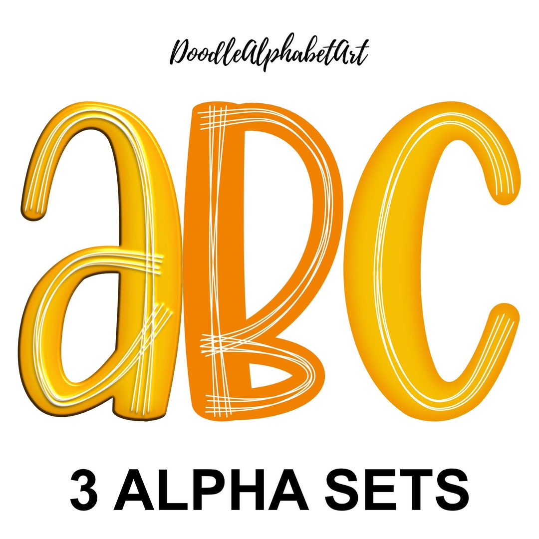 White Scribble Lines on Gold Background Alphabet PNG, Hand Drawn ...