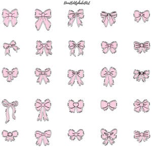 Soft Pink Checkered Bow Coquette Cliparts PNG Bundle, Pink Checkerboard ...