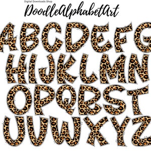 Animals Skin Alphabet Letters PNG Bundle, Digital Doodle Alphabet PNG ...
