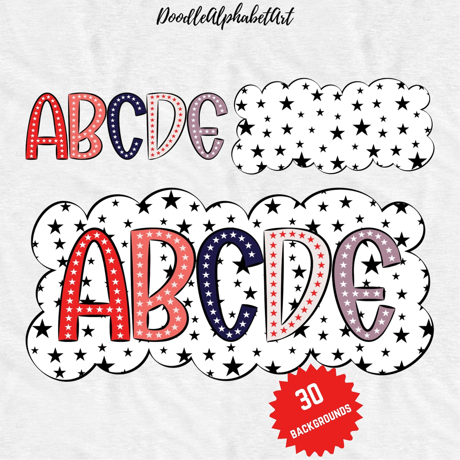 Patriotic Alphabet PNG: 4th of July Star Letters (digital Download) - Etsy