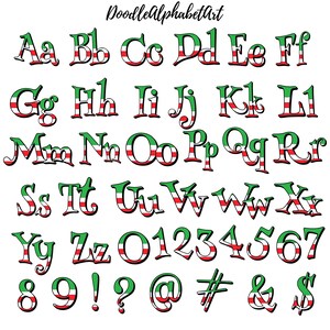 Christmas Doodle Alphabet PNG Bundle | 8 Letter Sets + Clipart for DIY ...
