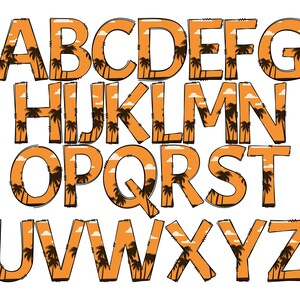 Palm Tree Summer Letters PNG, 5 Hand Drawn Doodle Alphabet Set in ...