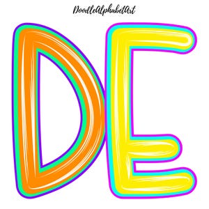 Funky Lettering Doodles PNG Bundle: Bright Color Alpha Pack (digital ...