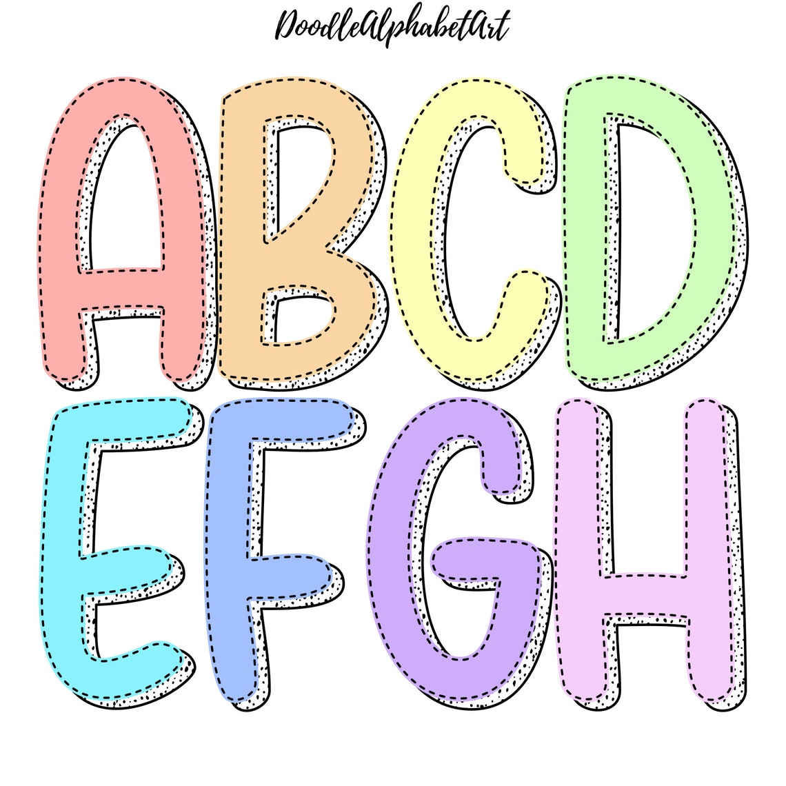 Pastel Dalmatian Dots Alphabet PNG Bundle: 8 Alpha Sets (digital ...