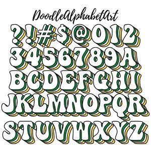 Retro Groovy Alphabet Bundle - 4 Alpha Sets, Hand Drawn Sublimation ...