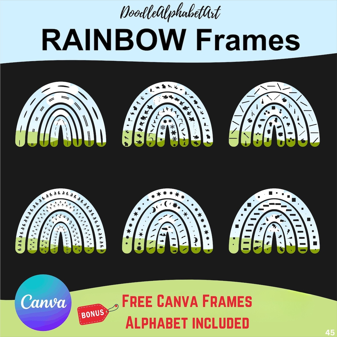 Fill Your Own RAINBOW on CANVA, Editable Canva Frames Bundle: Set of 6 ...