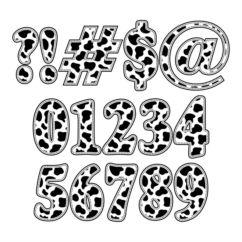 Cow Footprint Digital Alphabet Sublimation Clipart PNG Number - Etsy